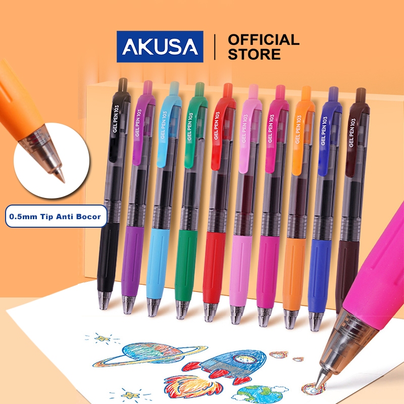 Jual AKUSA Pulpen Gel Pen Warna Pena Mekanik Tinta Gel Warna Lucu ...