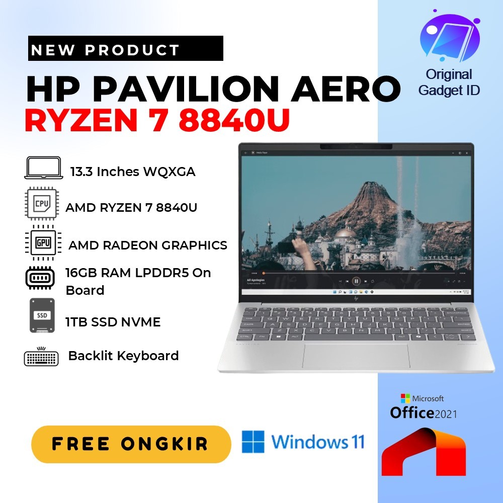 Jual LAPTOP RINGAN HP PAVILION AERO 13 INCH RYZEN 7 8840 16GB 1TB SSD ...