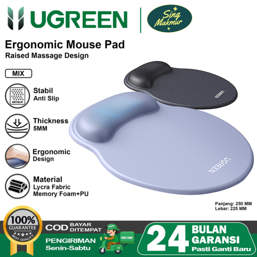 Jual UGREEN Premium Ergonomic Mouse Pad With Arm Rest Design Bantal ...