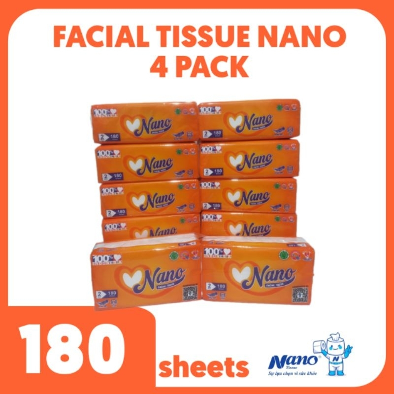 Jual [ Tissue Nano 4 Pack ] Facial Tissue Nano 2Ply 180 Sheets Tisu ...