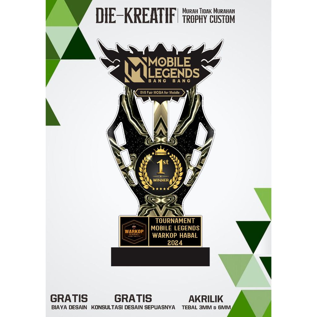 Jual Trophy Mobile Legend/Piala MLBB/Plakat Mobile Legends/Bahan ...