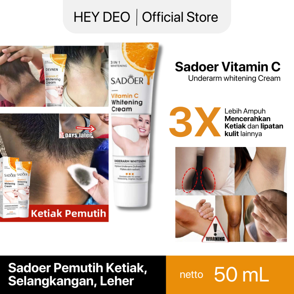 Jual Krim Pemutih Ketiak Sadoer Vitamin C Whitening Cream Underarm 50 Gr Alami Pemutih SR017 ...