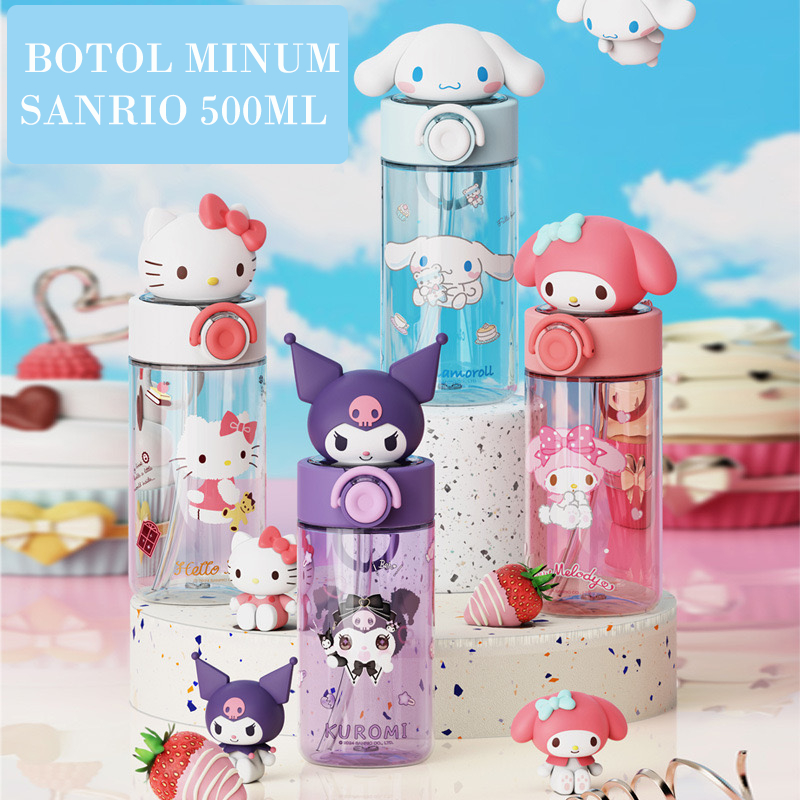 Jual ORIGINAL SANRIO LICENSE Botol Minum Tritan Sedot 500mL Karakter Sanrio Cinnamorol My Melody ...