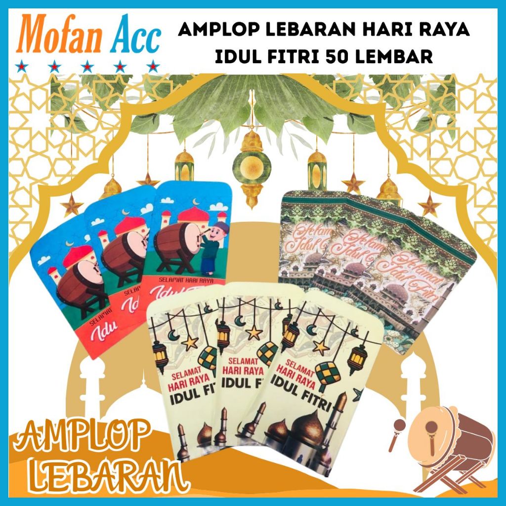 Jual Amplop Lebaran Isi 50 Lembar / Angpao Tempang Uang THR Hari Raya ...