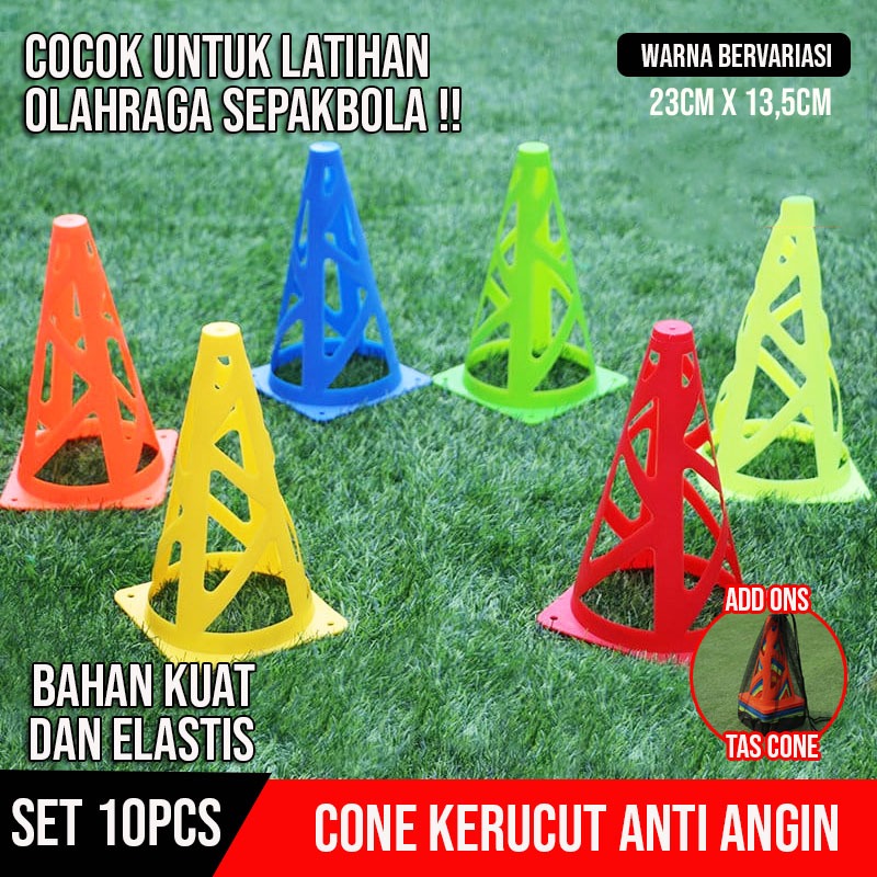 Jual SET 10 PCS Cone Kerucut Anti Angin Cona Latihan Olahraga Cona ...