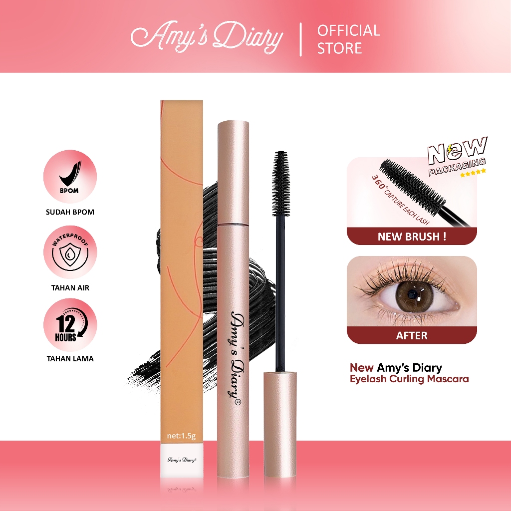 Jual [BPOM] AMY'S DIARY Maskara Curling New Formula Long-Lasting Slender And Curved Resistant ...