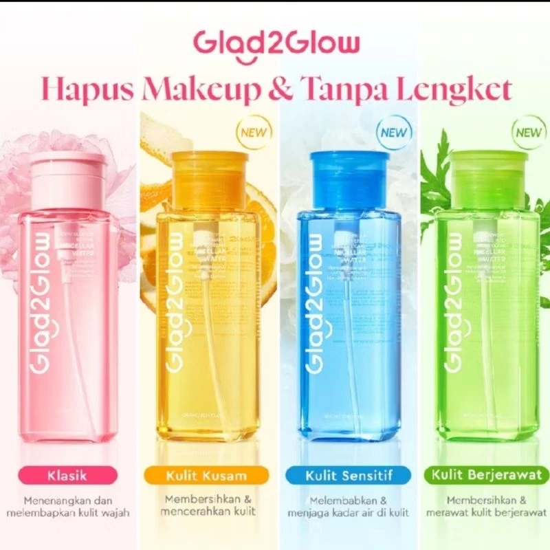 Jual GLAD2GLOW Glad 2 Glow Micellar Water Series Pembersih Wajah & Make ...