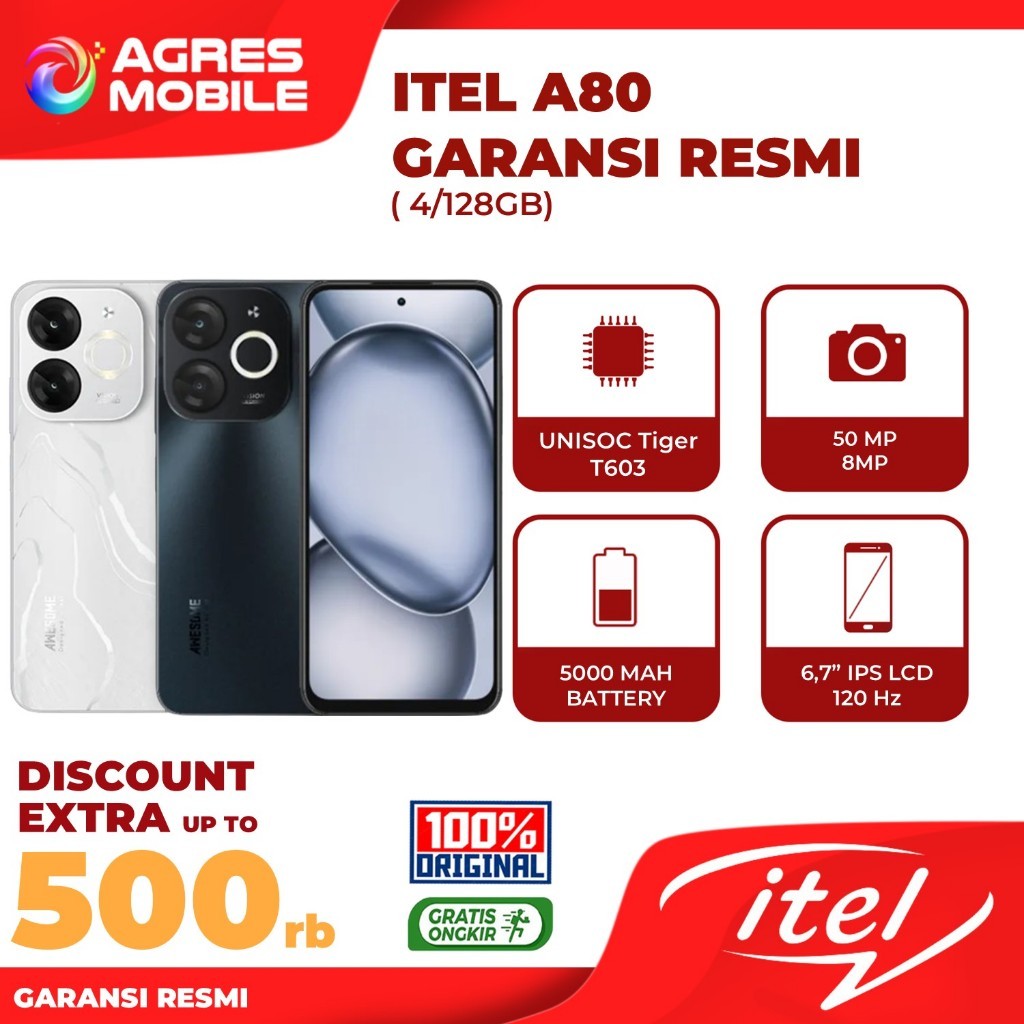 Jual Itel A80 4+4/128GB - 50MP Super HDR Camera - 6.7" Punch Hole with Dynamic Bar | Garansi ...