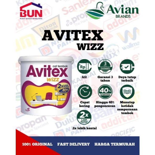 Jual CAT INTERIOR PUTIH AVITEX WIZZ 5 KG SUPER WHITE | Shopee Indonesia