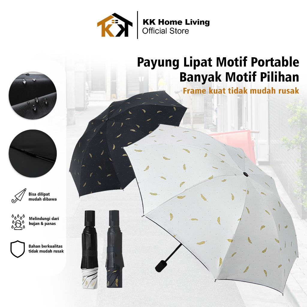 Jual (KK) Payung Lipat Import Bulu Anti Sinar UV Anti Air / Karakter Lucu 8 Kerangka Tulang ...
