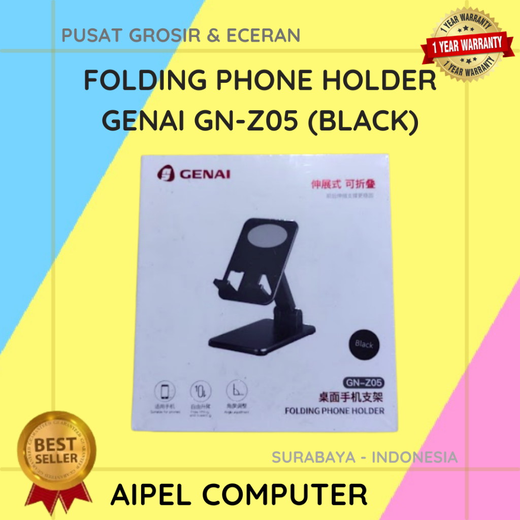 Jual GNZ05 | Folding Phone Holder GENAI GN-Z05 (Black) | Shopee Indonesia