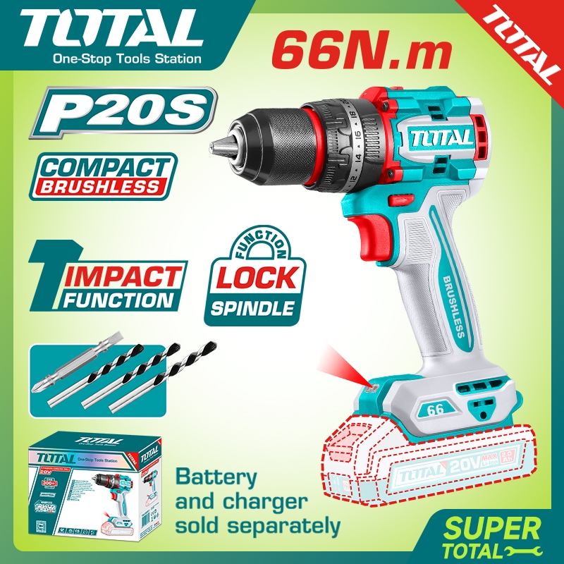Jual 【TOTAL】Bor Impact Brushless Baterai 66Nm (Unit Only)/Compact ...