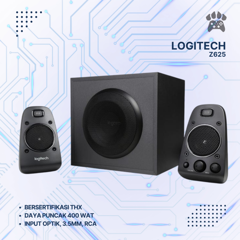 Jual Logitech Z625 2.1 Gaming Speaker System SubwooferTHX Certified dengan Optical Input ...