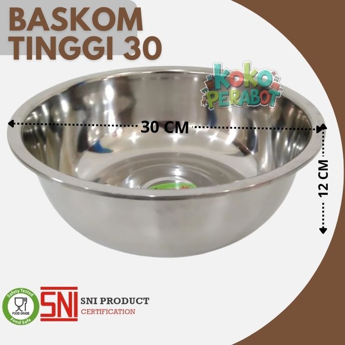 Jual Komodo Baskom Tinggi UKURAN 30 cm Stainless / Wadah Sayur Mixing ...