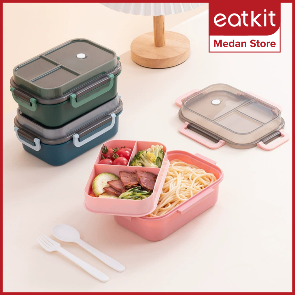 Jual [Medan Ready Stock] Eatkit Kotak Makan Siang Transparan 1250ml Desain Dua Lapis Lunch Box ...