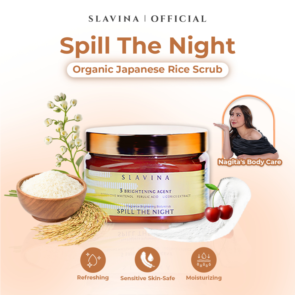 Jual SLAVINA Body Scrub Spill The Night Organic Rice | lulur mengangkat ...