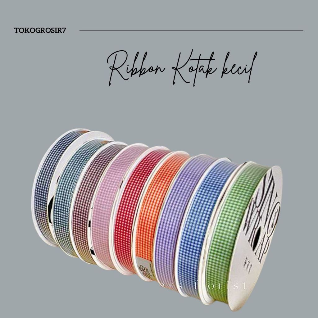 Jual ROLL PITA MOTIF KOTAK KECIL 2CM IMPORT KOREAN RIBBON SQUARE ...