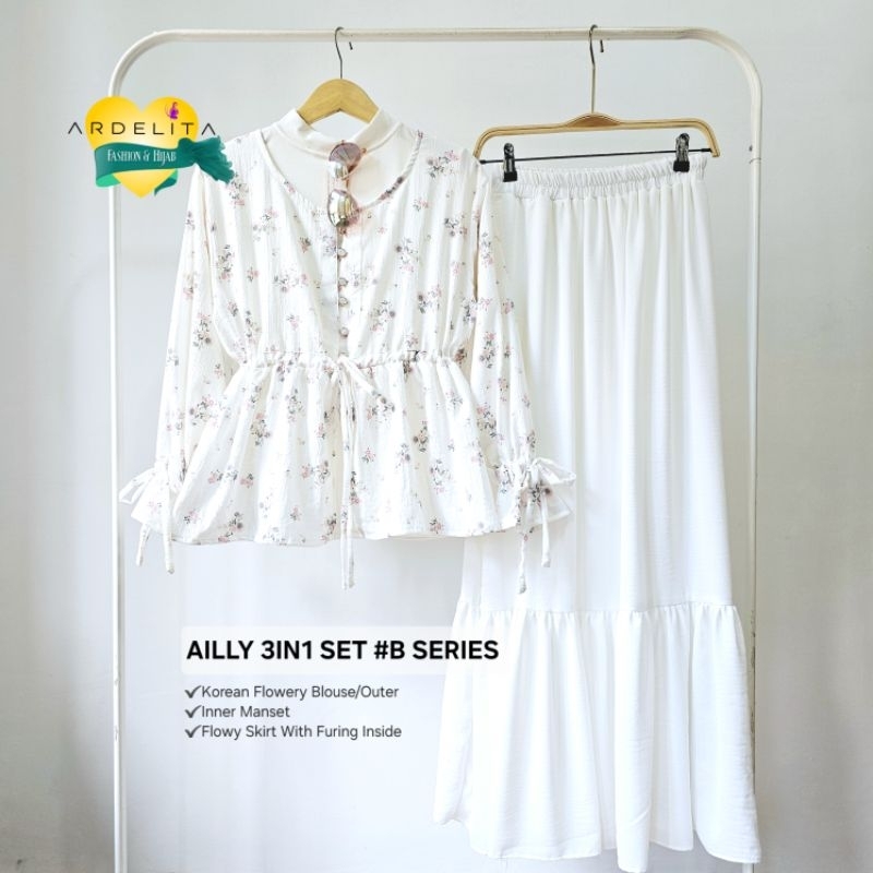Jual ARDELITA - Ailly Set OOTD Aestethic ala Korea Baju Setelan Rok Wanita Kekinian Coquette ...