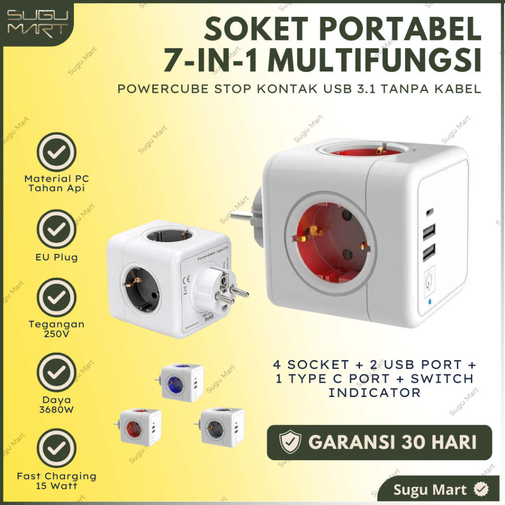 Jual POWERCUBE SOCKET USB 3.1 | STOP KONTAK LISTRIK TANPA KABEL | POWER CUBE | STOP KONTAK ...