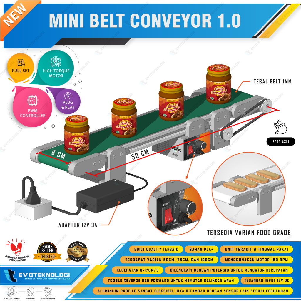 Jual Evoteknologi Mini Belt Conveyor Mini Konveyor V1.0 | Shopee Indonesia