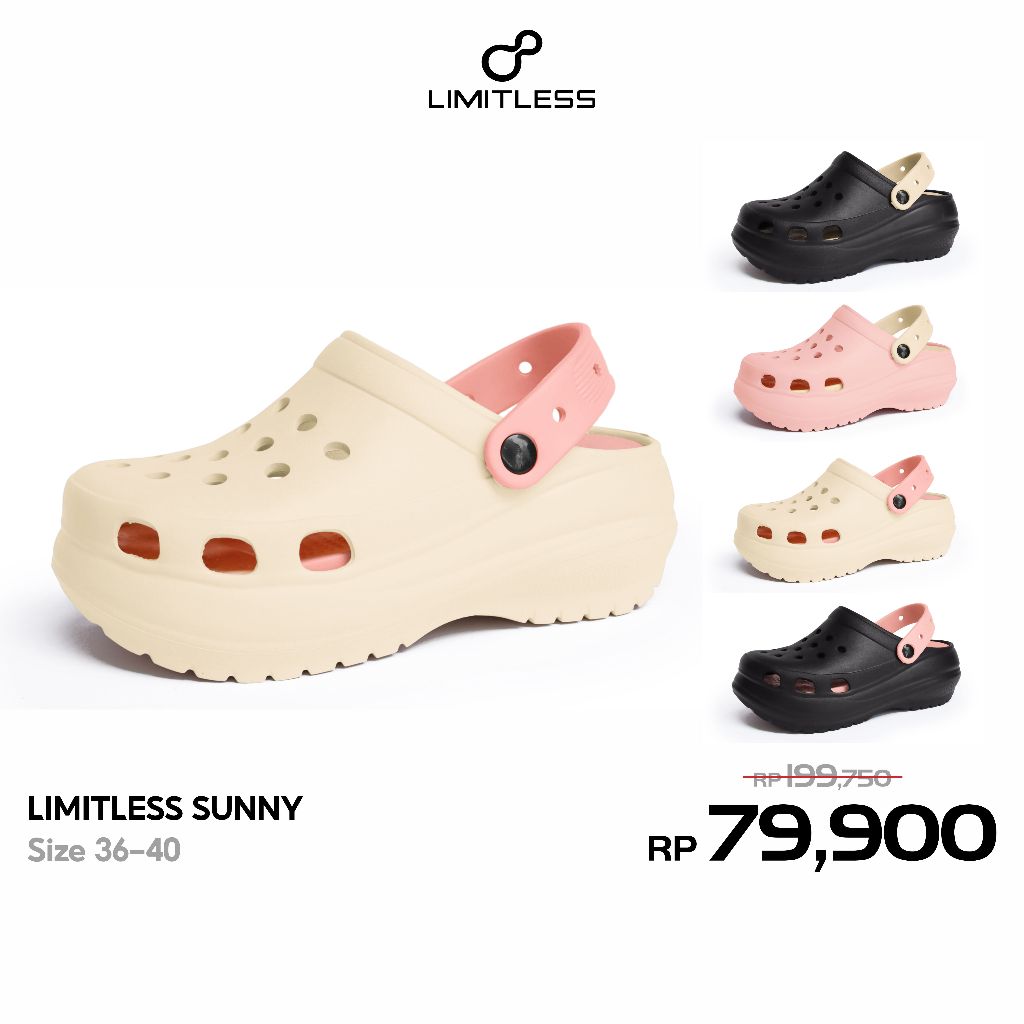 Jual Limitless - Sandal Slop Wanita Wedges Trendy Slippers Tinggi ...