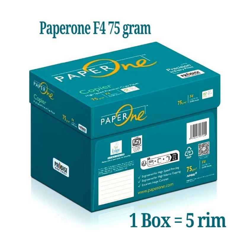 Jual Kertas HVS Paperone F4 75 gram 1 Box = 5 Rim | Shopee Indonesia