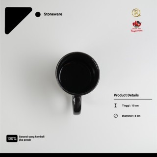 Jual Gelas Mug Keramik Porselen Awet Tebal Kuat Hitam Gagang Kapasitas ...