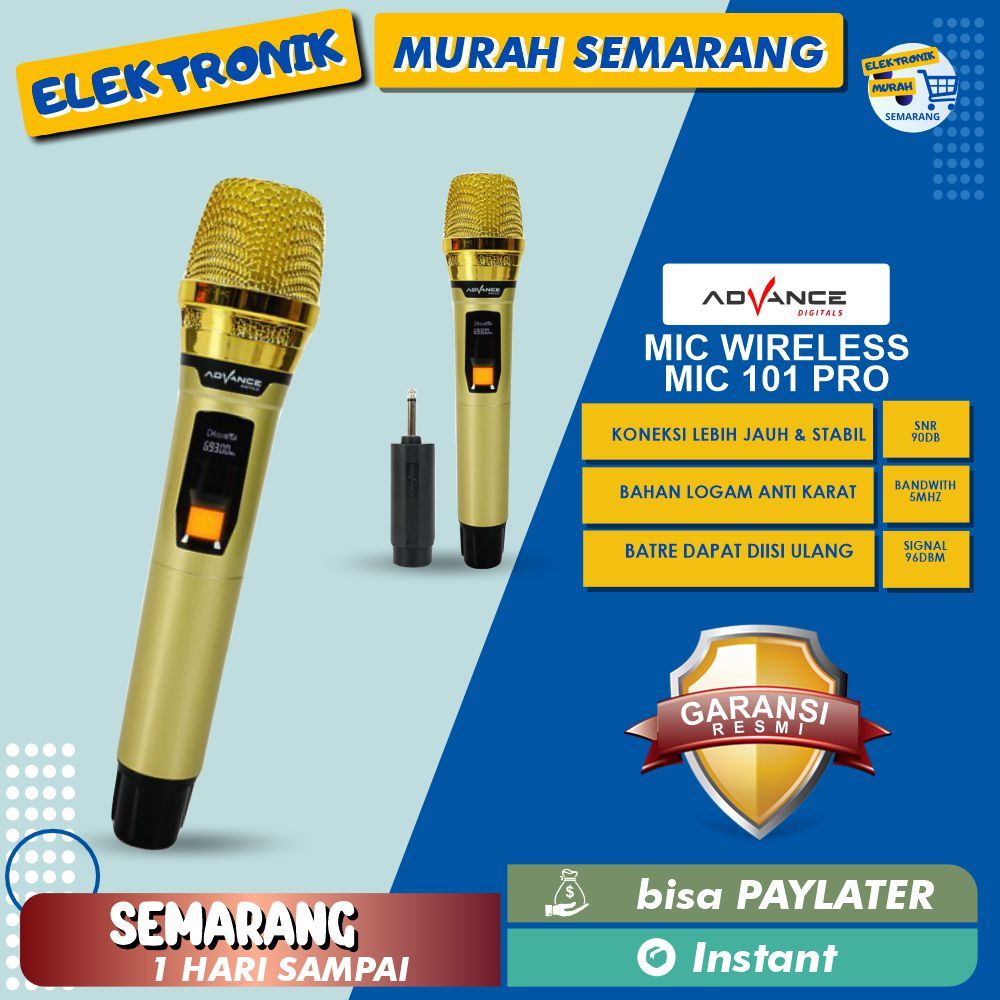 Jual ADVANCE Microphone Profesional MIC101PRO - Mic Wireless Microphone Karaoke Digital | Shopee ...