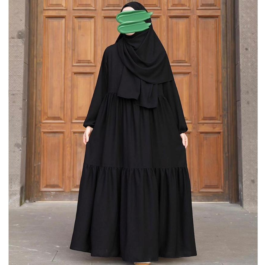 Jual GF - KOLIBRE DRESS GAMIS JET BLACK PREMIUM FASHION MUSLIM SYAR'I ...