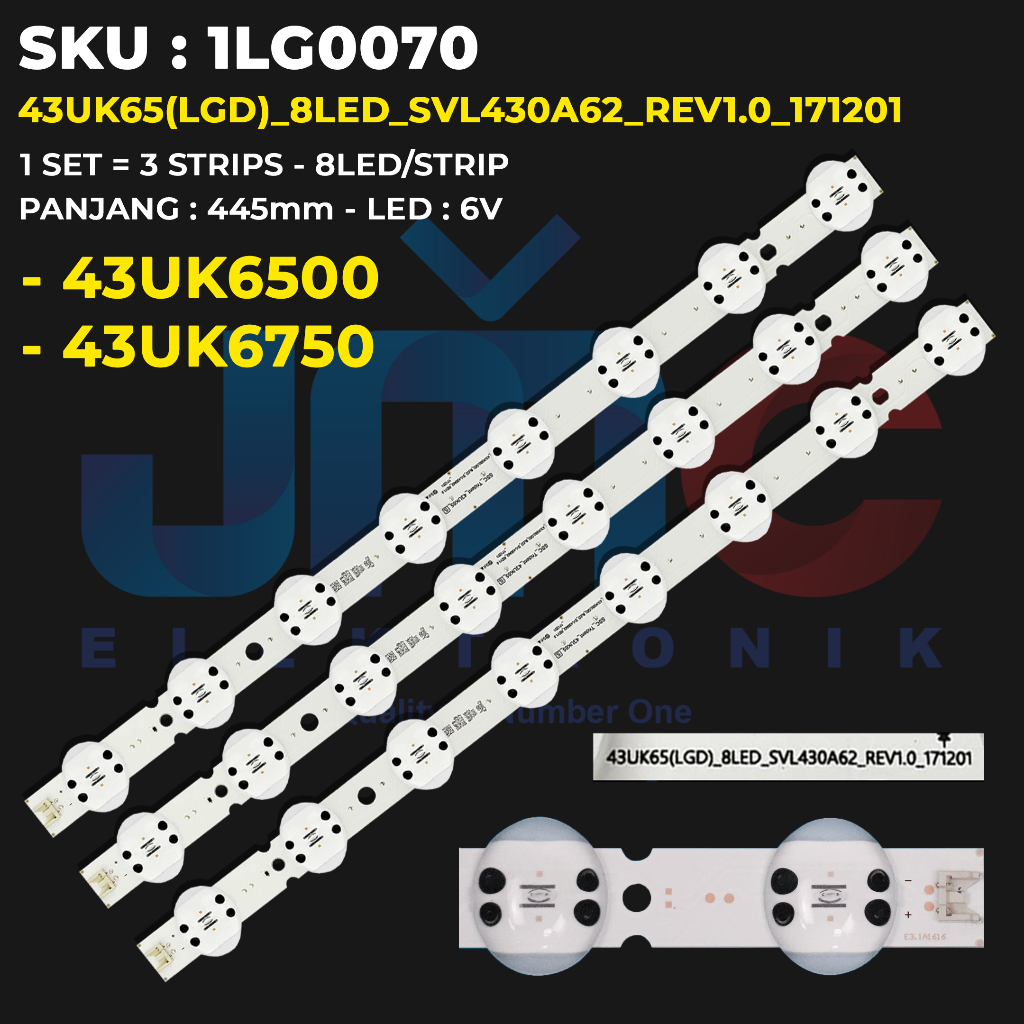 Jual Backlight TV LG 43 Inch 43UK6500 43UK6750 43UK65(LGD)_8LED_SVL430A62_REV1.0_171201 | Shopee ...