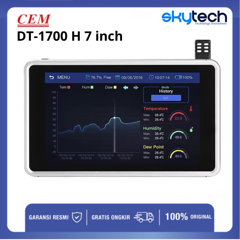 Jual CEM DT-1700H 7inch Display Data Analysis Temperature and Humidity ...