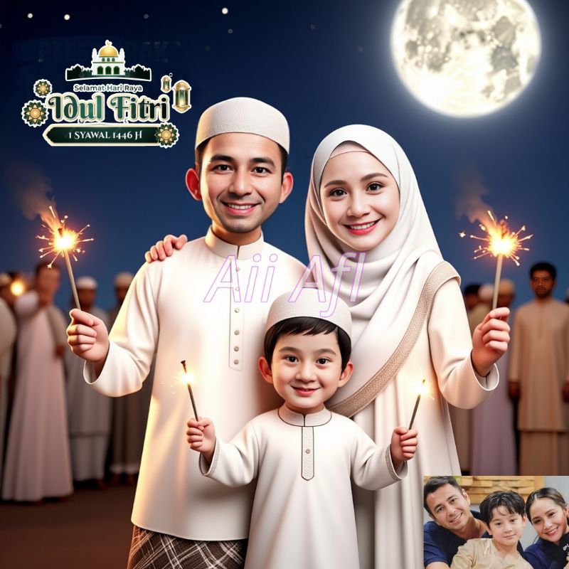 Jual Editing Foto Wajah Karikatur Ai, Ucapan Lebaran/Idul Fitri Photo ...