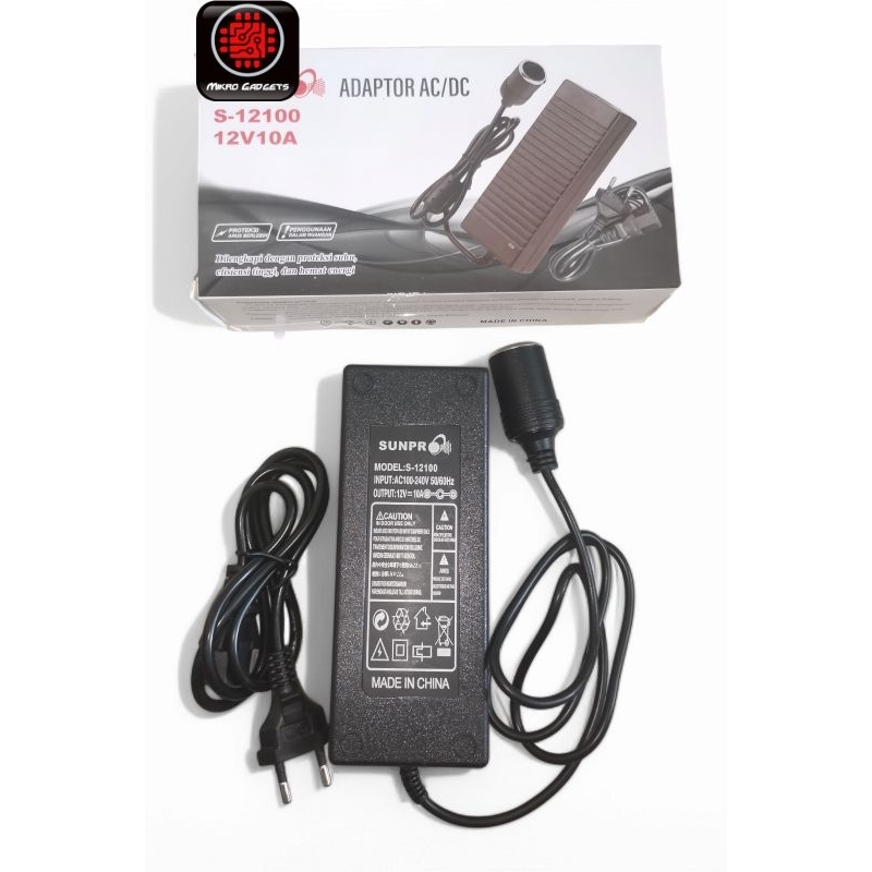 Jual ADAPTOR AC ke DC 12 VOLT asli 10A SOCKET MOBIL LIGHTER CONVERTER ...