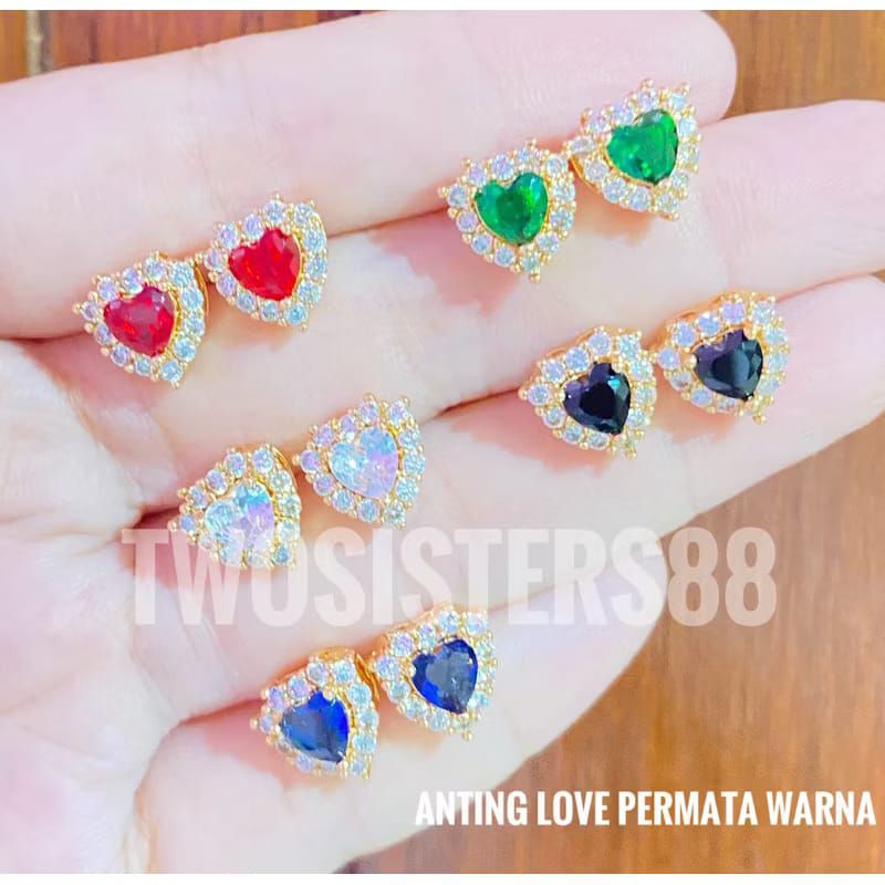 Jual ANTING TUSUK LOVE PERMATA WARNA EMAS IMITASI | Shopee Indonesia