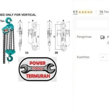 Jual Chain Block WIPRO 3T x 3M Takel Katrol Hoist Lift 3 Ton x 3 Meter ...