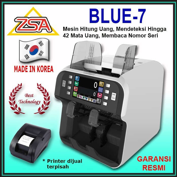 Jual Mesin Hitung Uang ZSA BLUE 7, Rupiah & Valas, Double Pocket ...