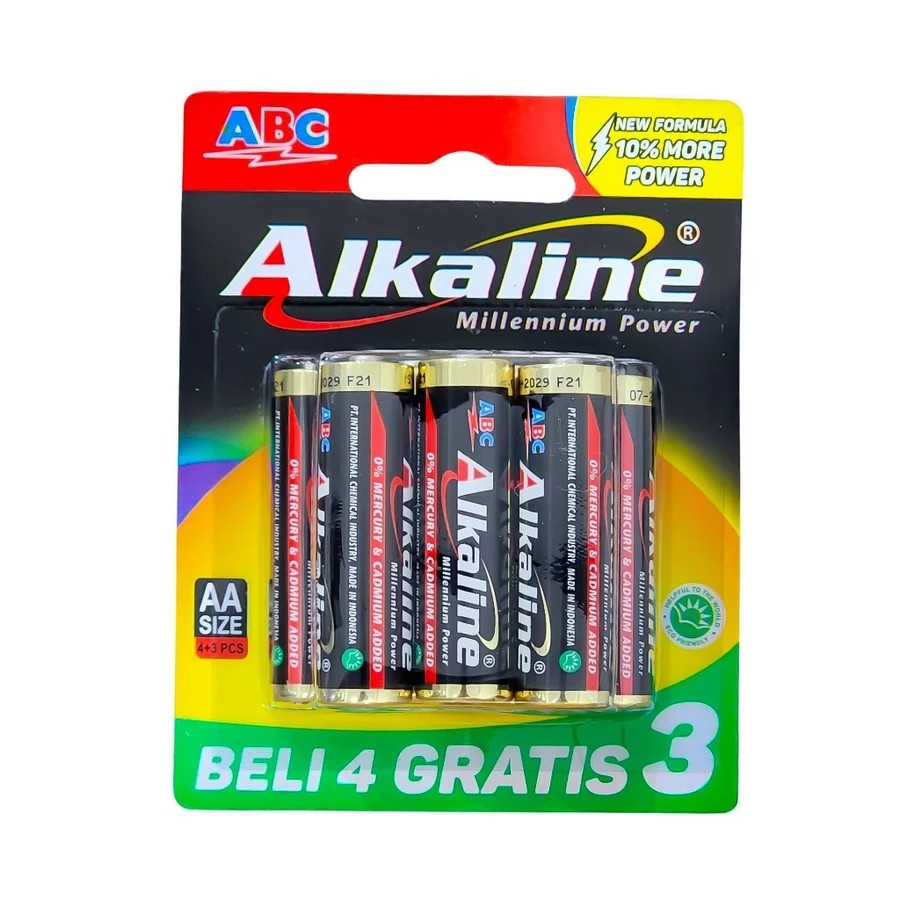 Jual Baterai Battery ABC Alkaline AA LR06 (4+3) | Shopee Indonesia