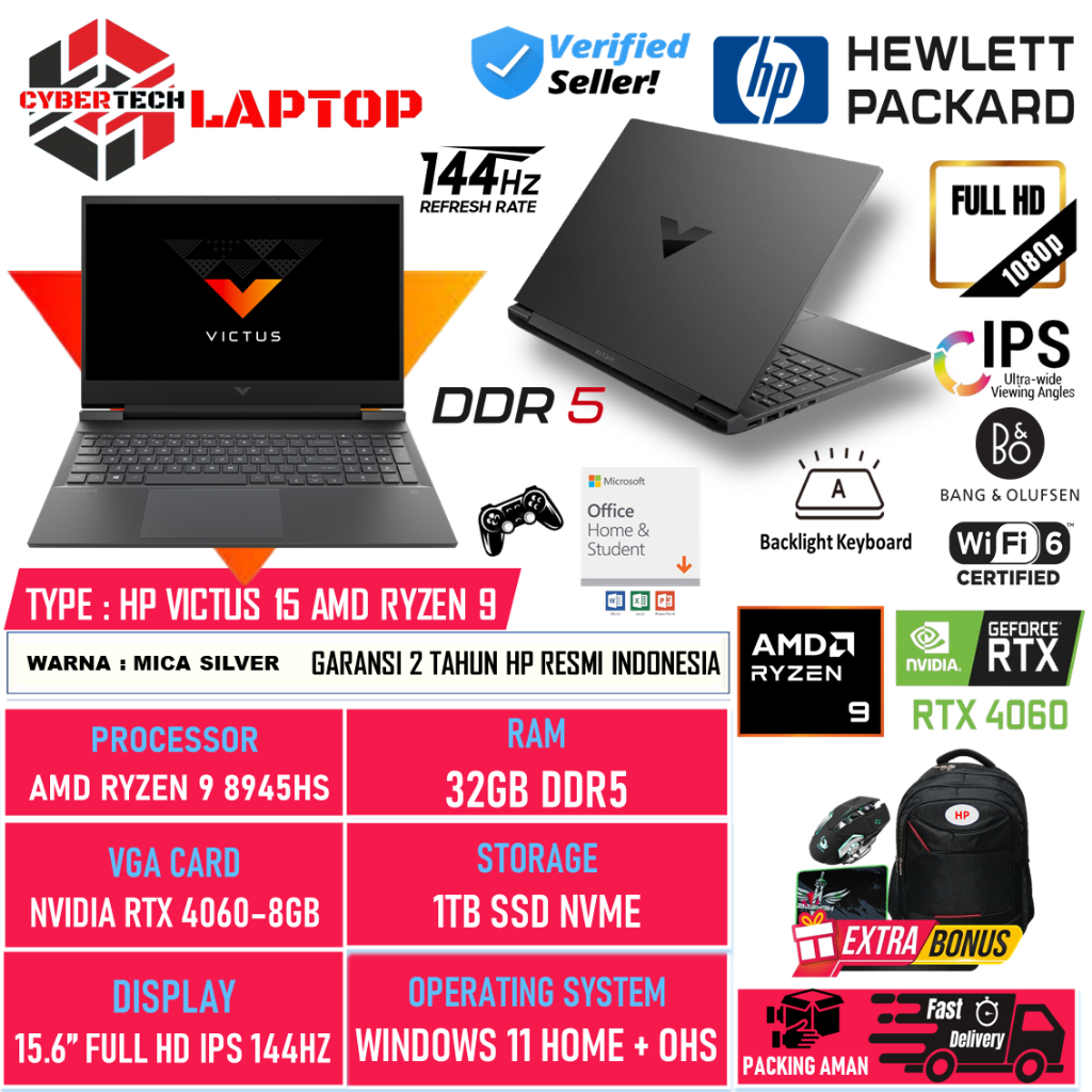 Jual Laptop Gaming HP Victus 15 Amd Ryzen 9 8945HS 32GB DDR5 1TB SSD ...