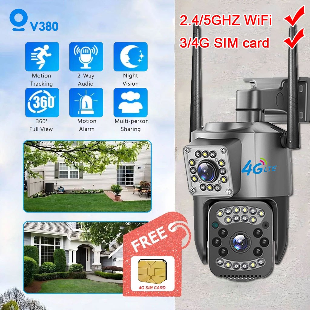 Jual kamera cctv v380pro WiFi/4G SIM card Menghubung 8MP HD PTZ Dual ...