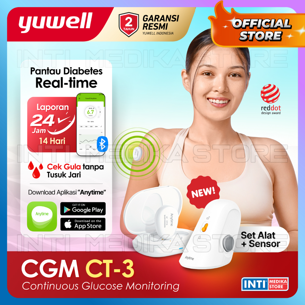 Jual YUWELL - CT3 Anytime Continuous Glucose Monitor (CGM) Alat Cek Gula Darah REAL-TIME 24 JAM ...