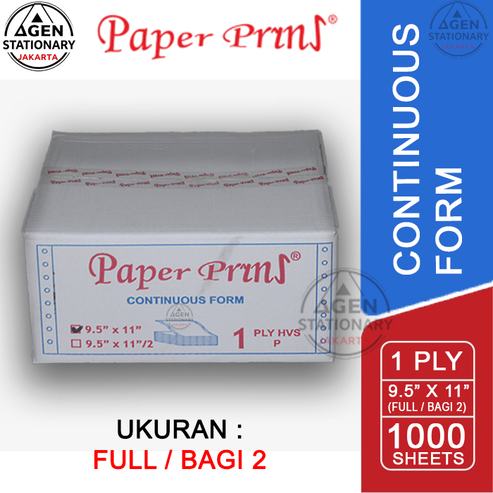 Jual KERTAS CONTINUOUS FORM PAPER PRINT 9.5 X 11 1 PLY FULL BAGI 2 ...