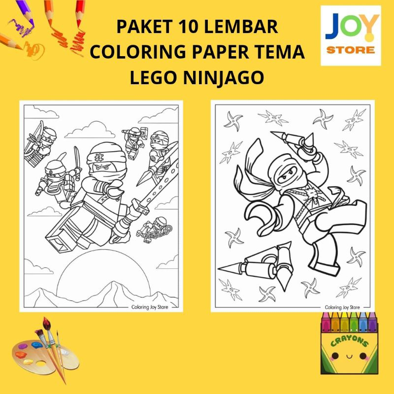 Jual PAKET 10 Lembar Kertas Gambar Mewarnai Tema Block Mainan Ninjago ...