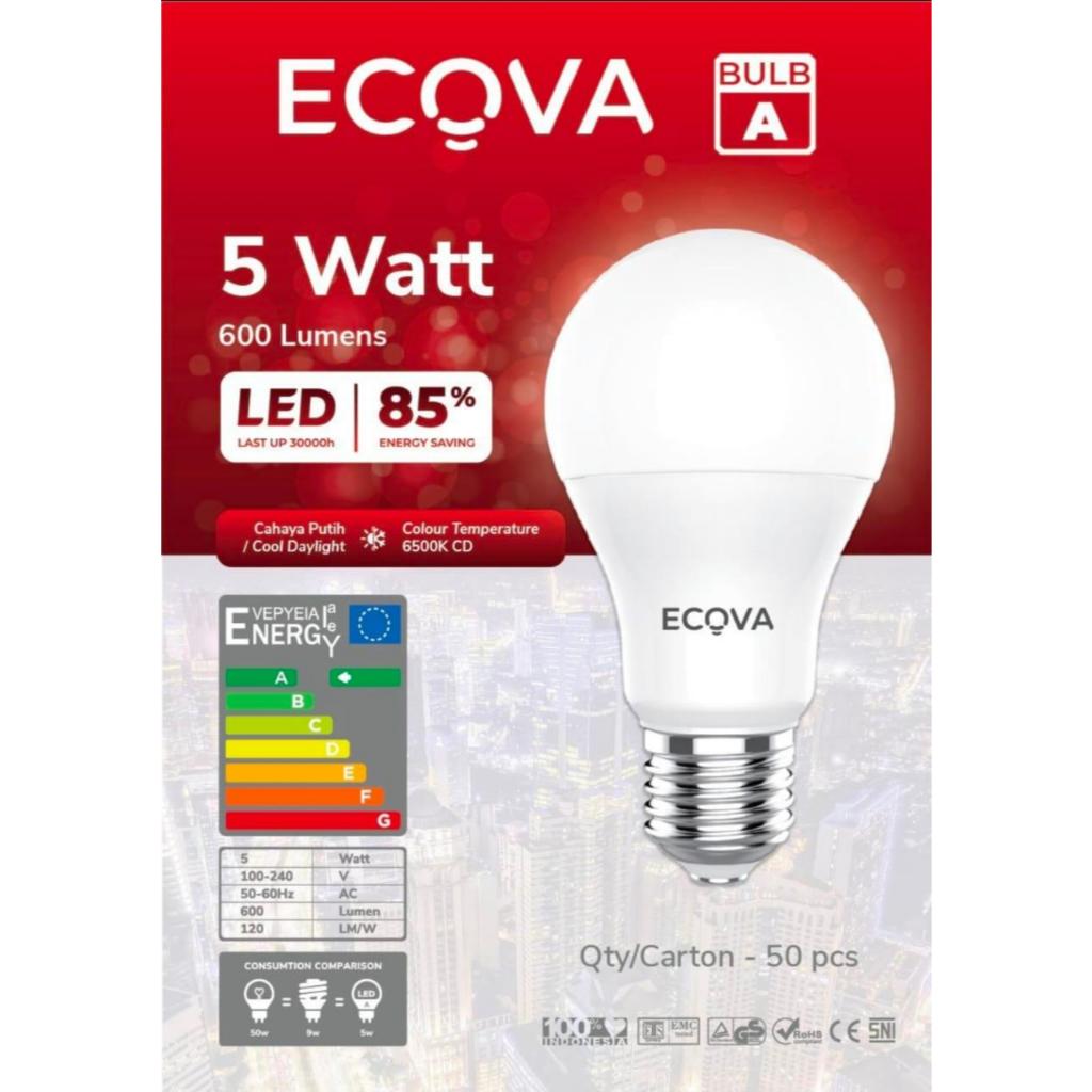 Jual Lampu Ecova LED Bulb 5W 5 W 5 Watt 5Watt - Putih Cooldaylight ...