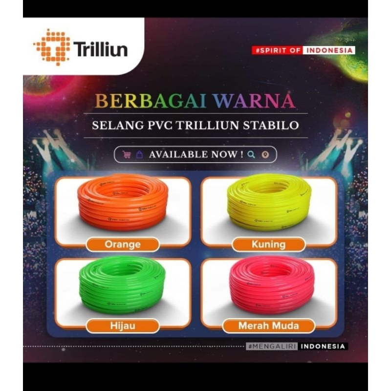 Jual SELANG AIR STABILO TRILLIUN UKURAN 1/2 LENTUR DAN ELASTIS (HARGA PERMETER) | Shopee Indonesia