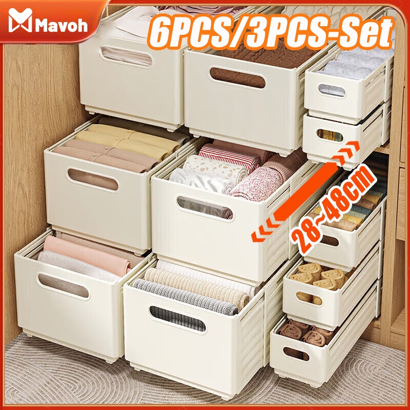 Jual Storage Box Organizer Lemari 3PCS/6PCS Keranjang Penyimpanan ...
