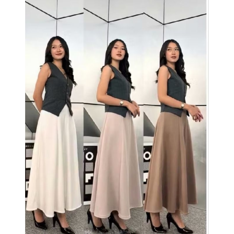 Jual Audy Skirt Rok korean Style Loose Maxi Anti kusut Kain Scuba ...
