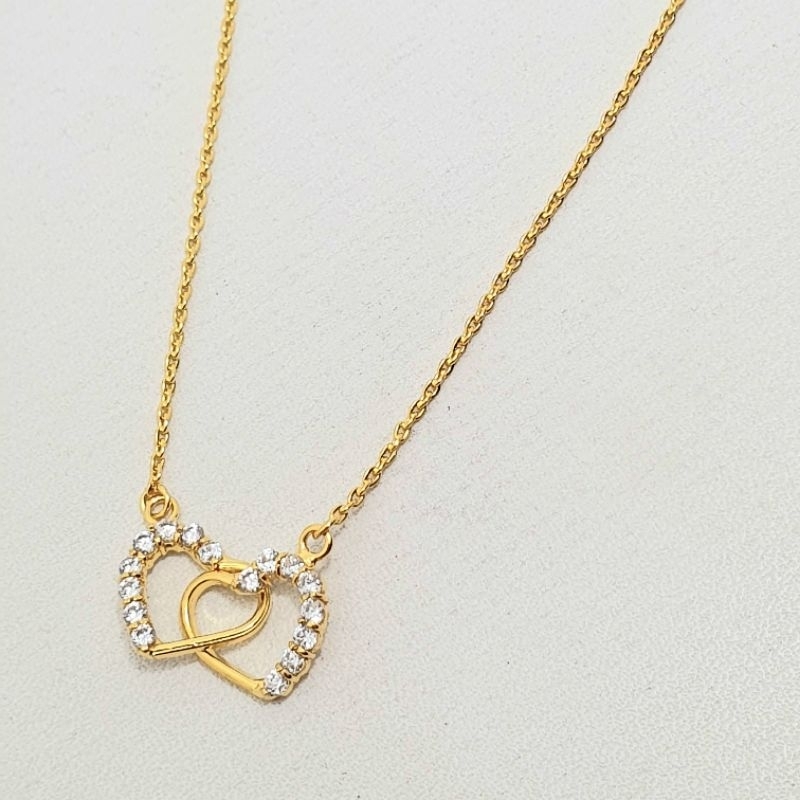 Jual Kalung Rante Nori Emas Muda Bandul Love Double Mata Putih 3 Gram ...