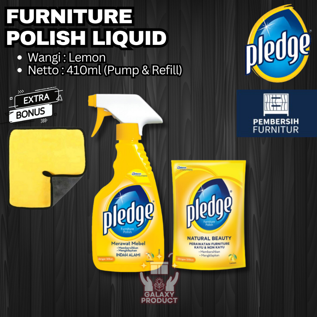 Jual Pledge Furniture Polish Liquid Pump 450ml & Pouch 410ml - Merawat ...
