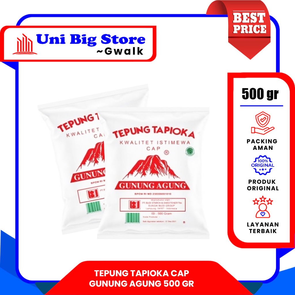 Jual TEPUNG TAPIOKA TAPIOCA KANJI SAGU CAP GUNUNG AGUNG - 500 gr ...