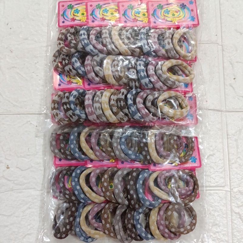 Jual Ikat rambut/kuncir rambut aneka motif dan warna isi 36 pcs ...
